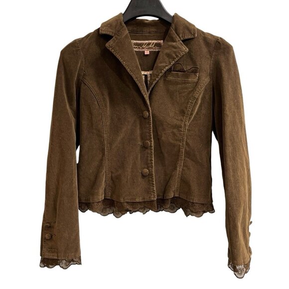 Mudd | Jackets & Coats | Vintage Mudd Corduroy Jacket Womens M Brown Corduroy Lace Trim Cropped ...